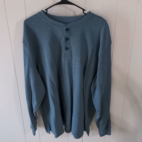 L.L. Bean | Shirts | Ll Bean Unshrinkable Mini Waffle Henley Long Sleeve Traditional Fit Mens ...